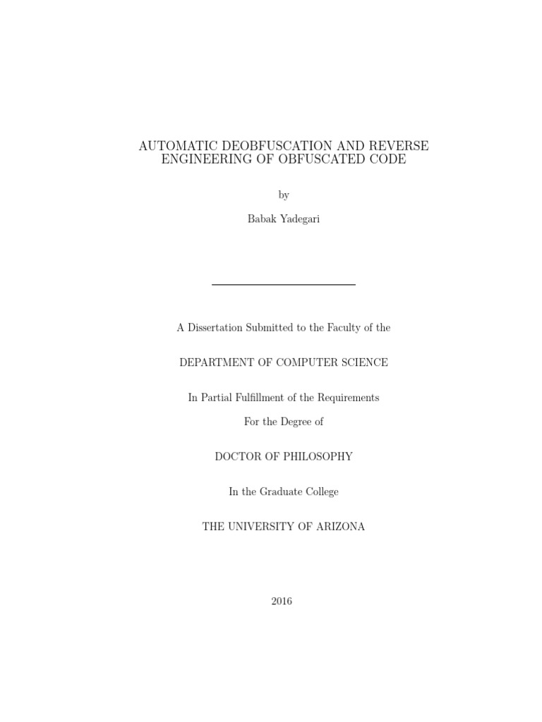 Automatic Deobfuscation and Reverse Engineering of Obfuscated Code | PDF