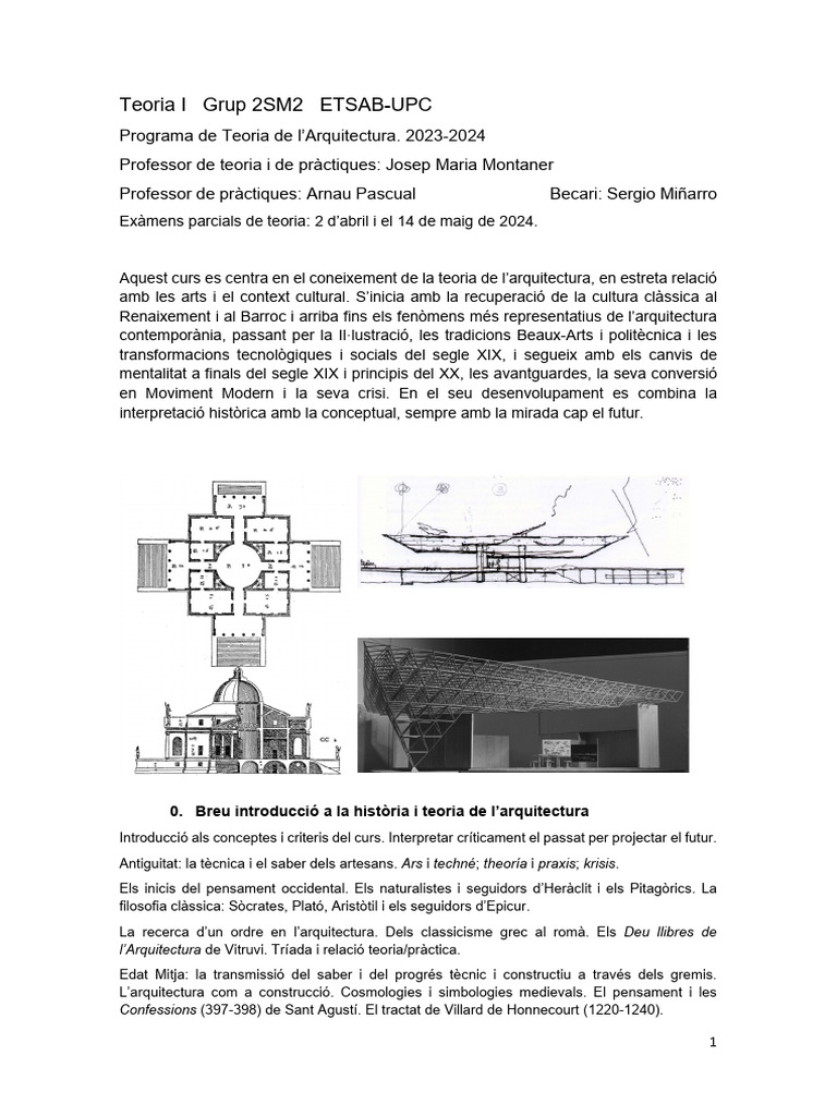Teoria I Matí Programa 2023-2024 | PDF