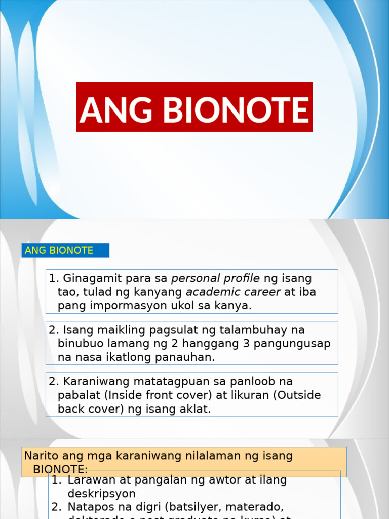 Bionote | PDF | Science & Mathematics