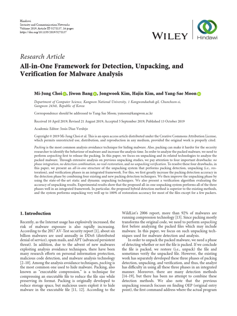 All in One Framework For Detection Unpacking Verification For Malware ...