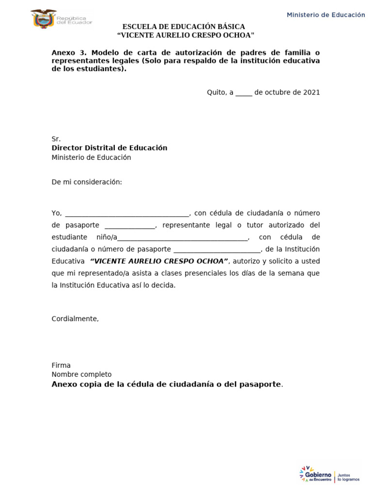 Anexo 3 Autorización PICE (1) | PDF