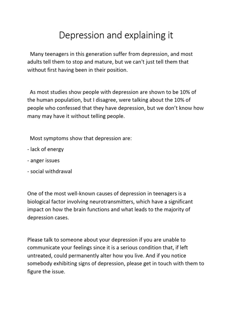 Depression and Explaining It | PDF