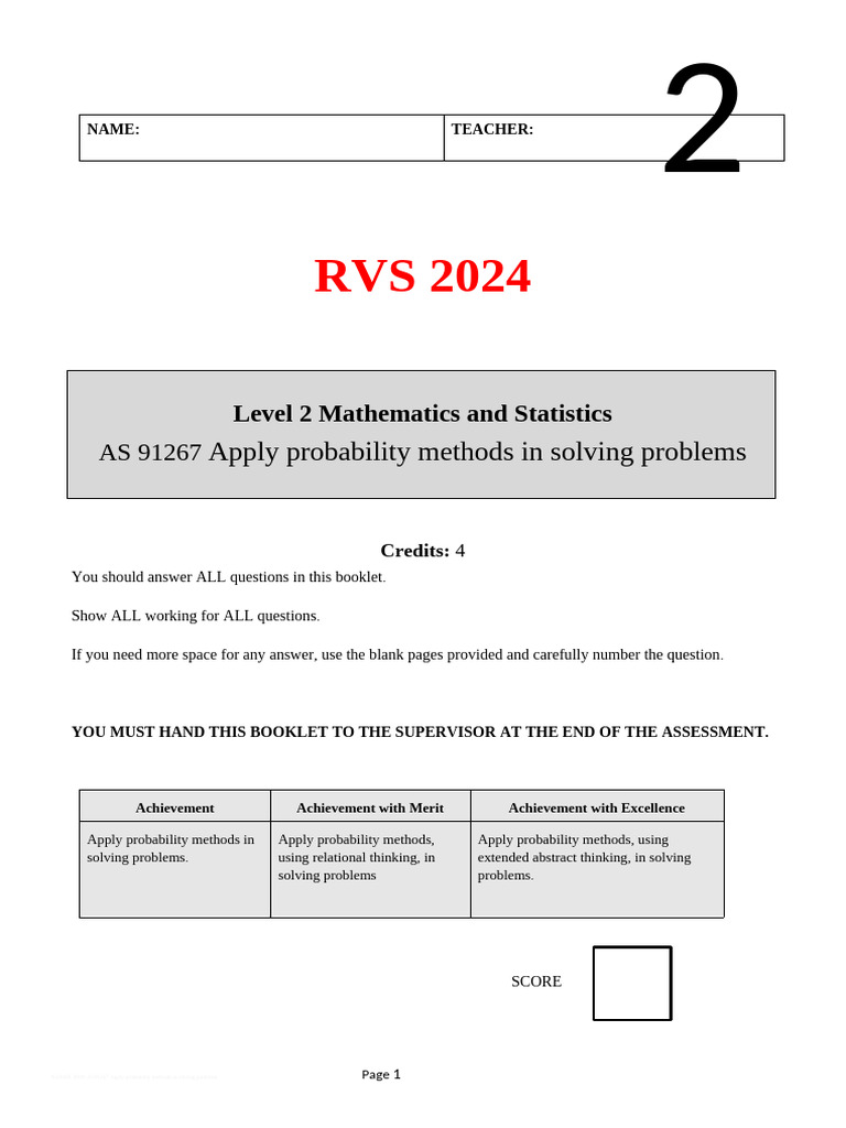 As91267 RVS (2024) | PDF | Skewness | Standard Deviation