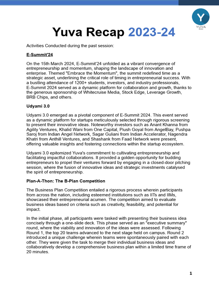 Yuva 2023 24 Annual Report | PDF