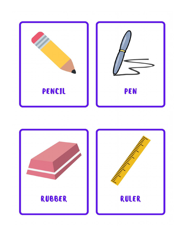 School objects flashcards (1) | PDF