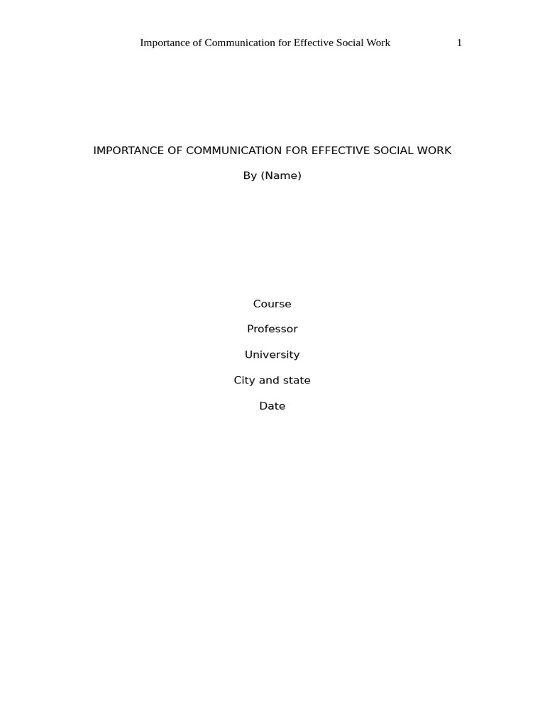 Importance Of Communication For Effective Social Work Pdf