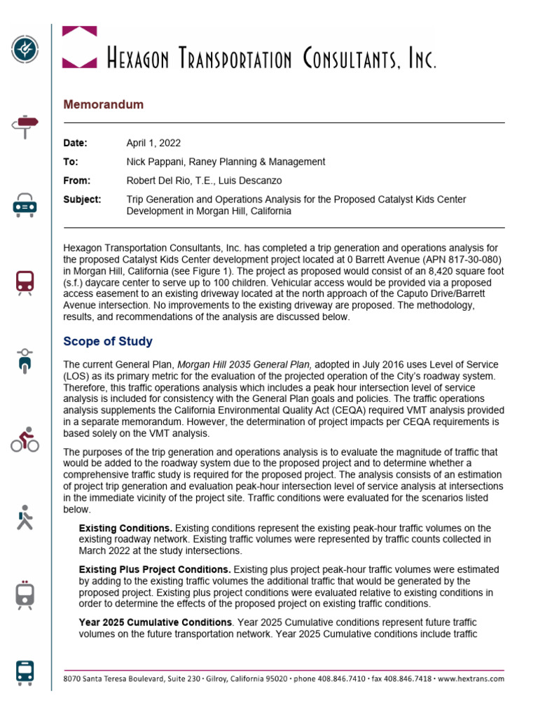 Day care example - Trip Gen and Operations Analysis | PDF