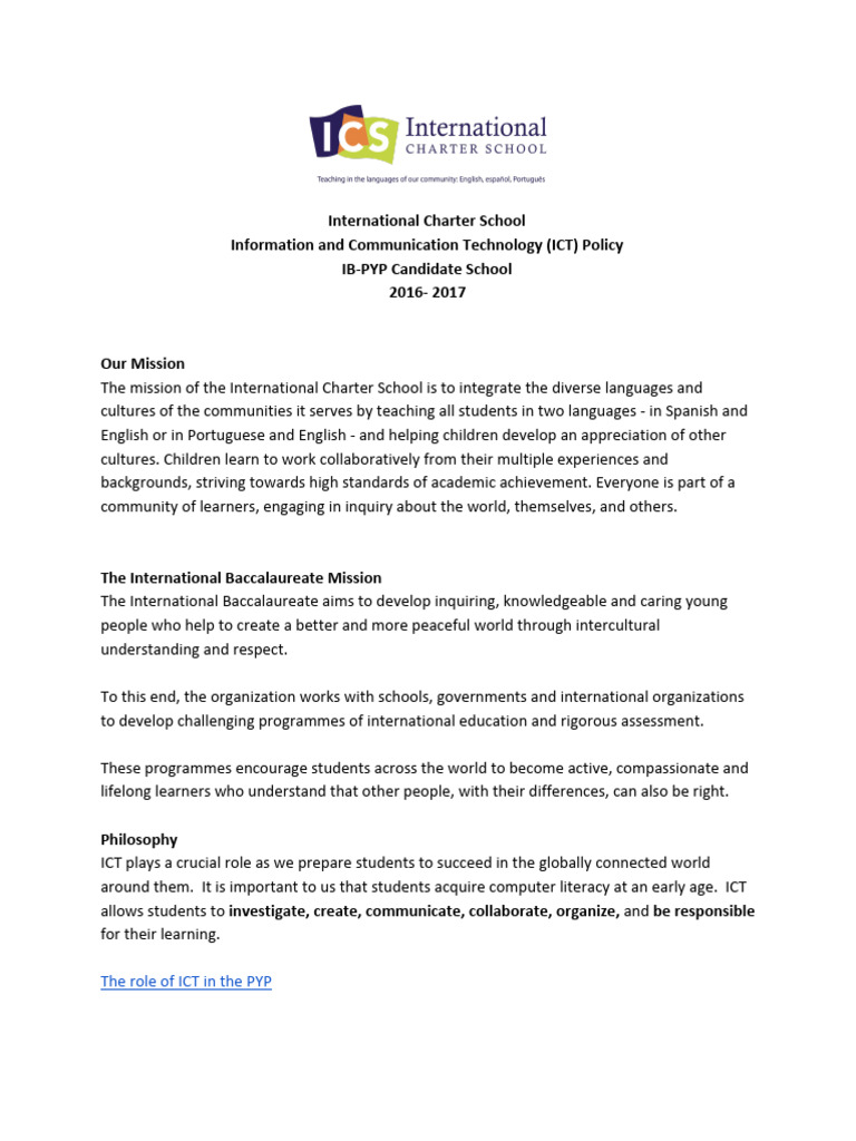 ICS IB ICT Policy | PDF