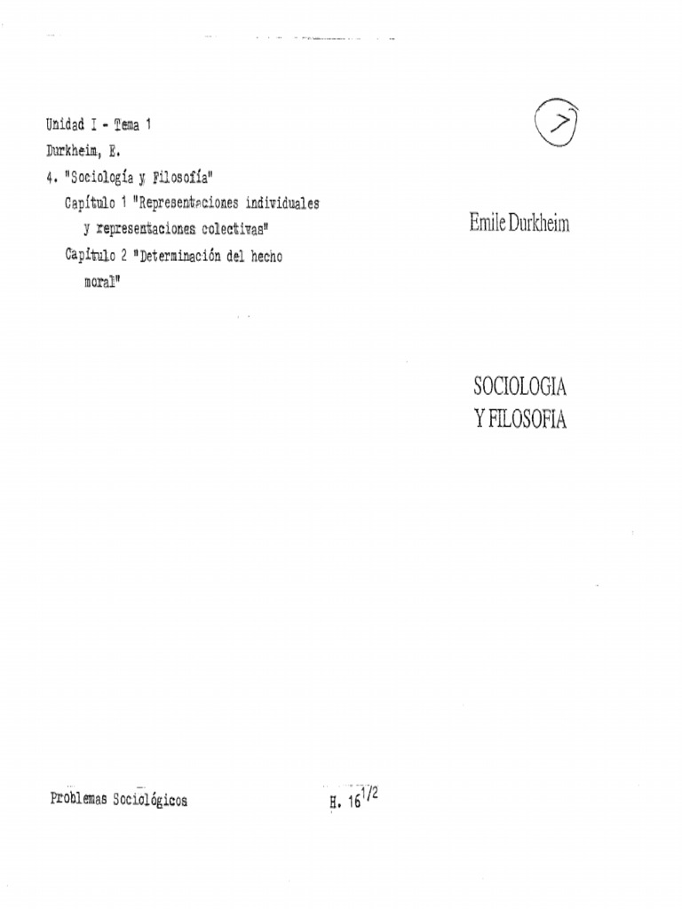 Durkheim - Sociologia y Filosofia | PDF