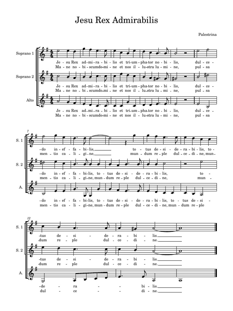 PALESTRINA Jesu Rex Admirabilis SSA | PDF