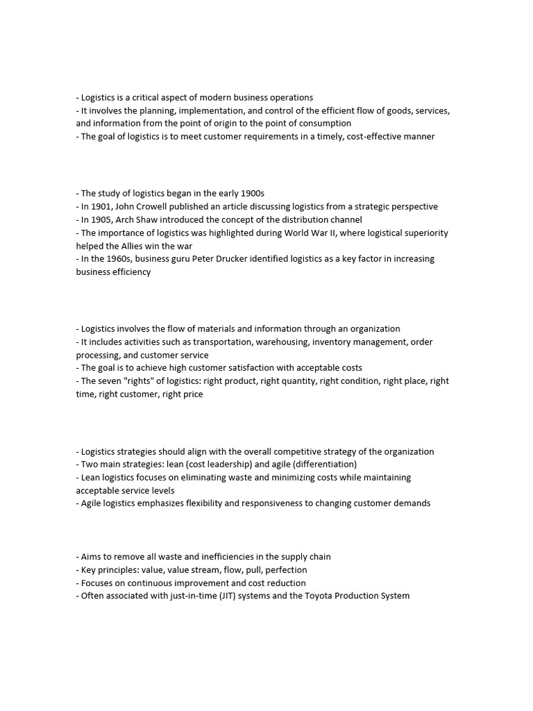 Introduction To Logistics | PDF | Logistics | Business