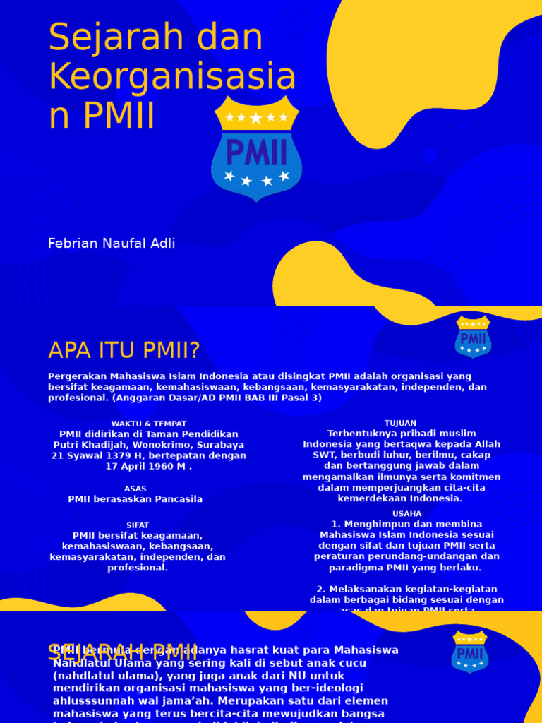 Sejarah Dan Keorganisasian Pmii - PPT | PDF