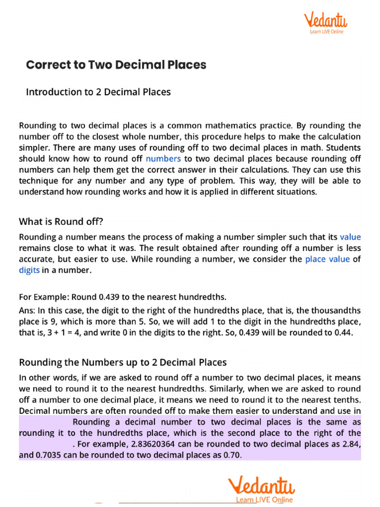Correct to Two Decimal Places | PDF