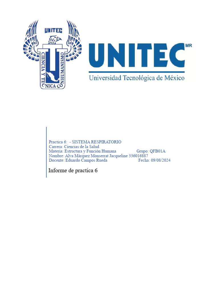Practica 6 de Estructura y Fuincion Humana | PDF
