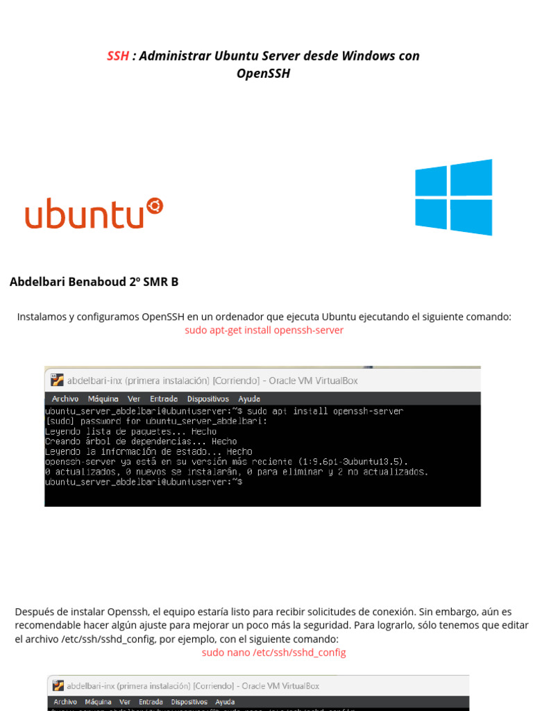Administrar Con OpenSSH - Abdelbari | PDF