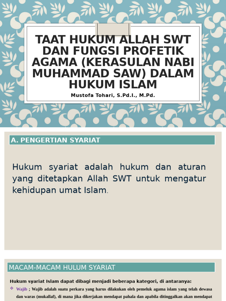 Taat Hukum Allah SWT Dan Fungsi Profetik Agama (Kerasulan Nabi Muhammad ...