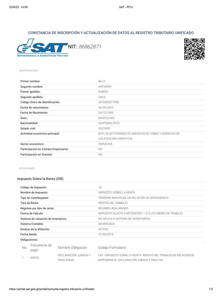 Constancia de Rtu | PDF