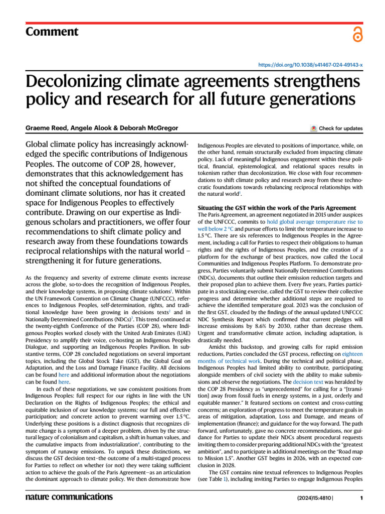 Decolonizing Climate Agreements Strengthens Policy and Research For All ...