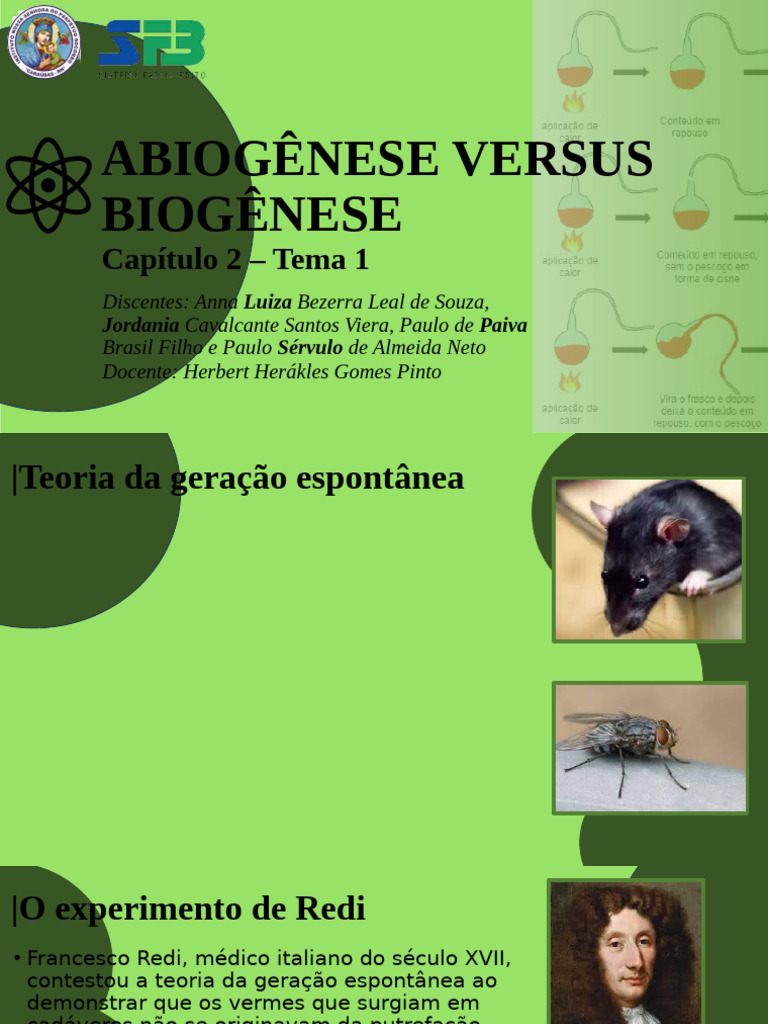 Abiogênese Versus Biogênese Trabalho Biologia | PDF