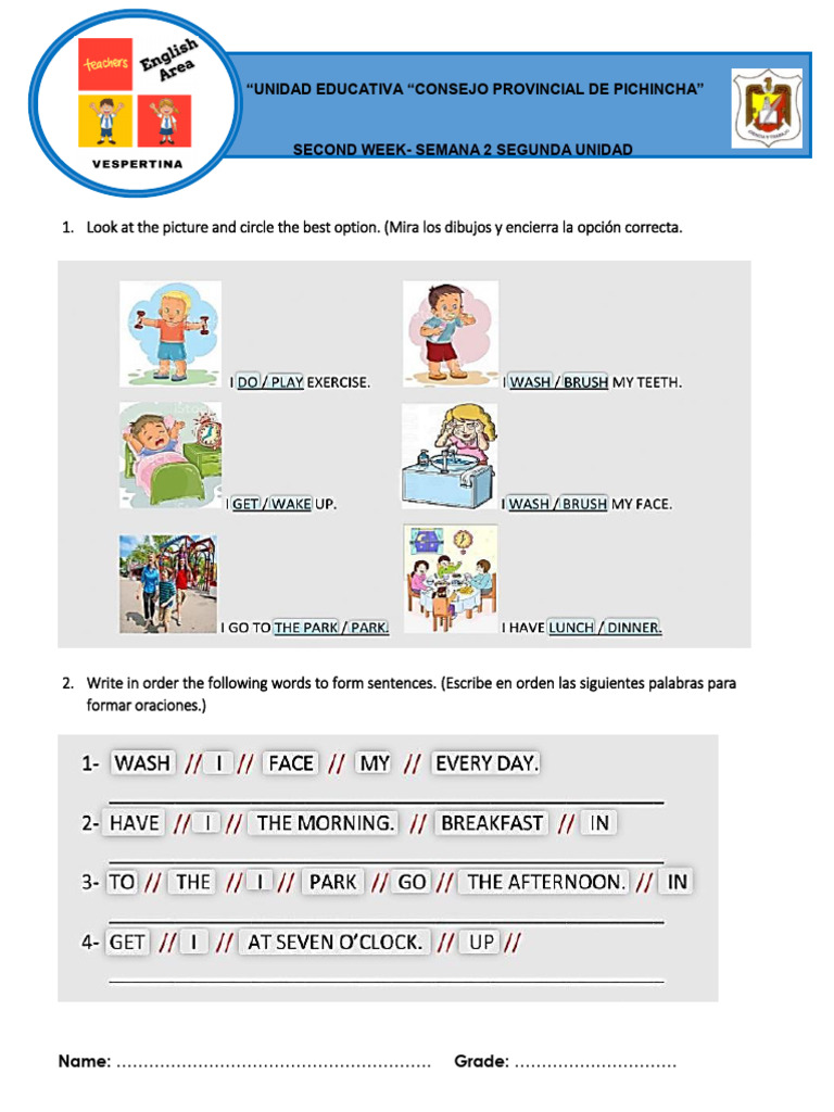 SEMANA 2 - CUARTO - UNIT 2 | PDF