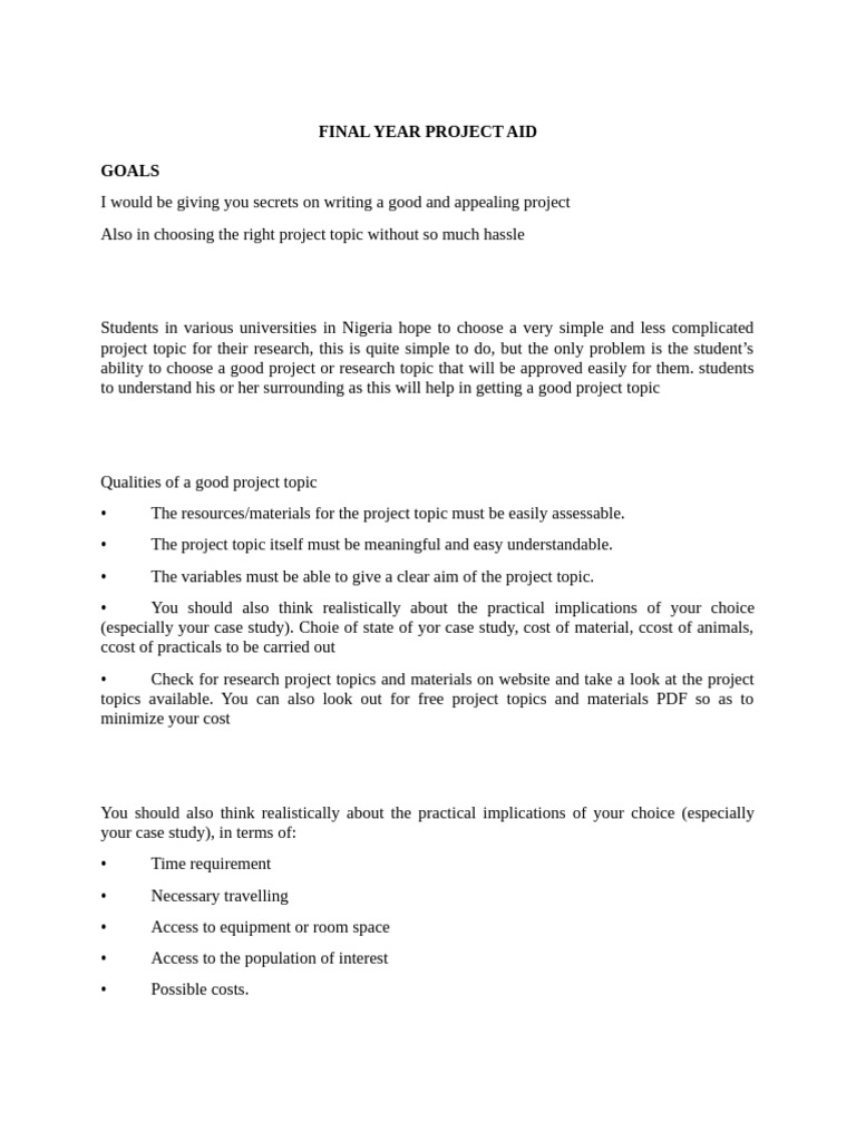 Final Year Project Aid | PDF