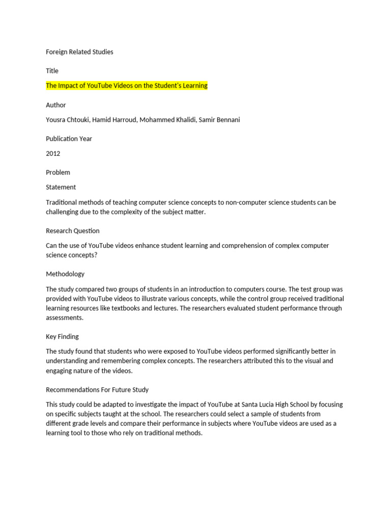 Foreign Related Studies | PDF | Educational Technology | Wellness