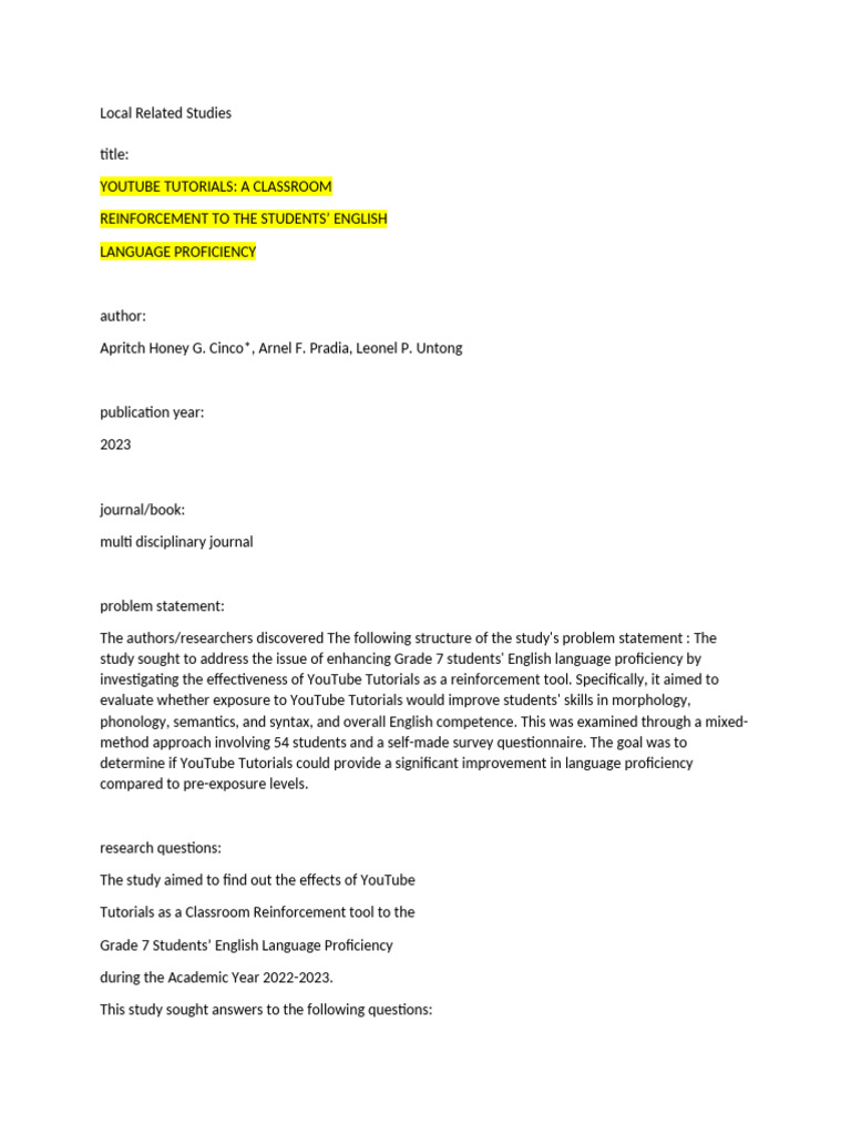 Local Related Studies | PDF