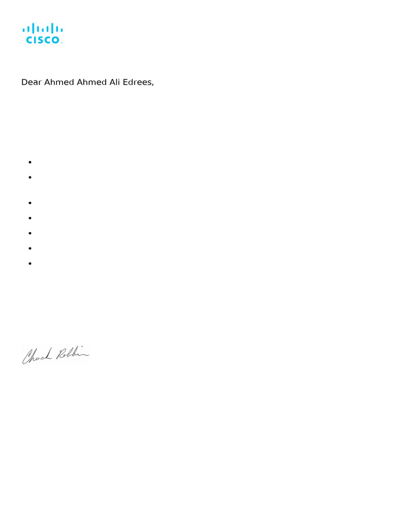 AhmedAhmed Ali Edrees CCNA1 Letter | PDF