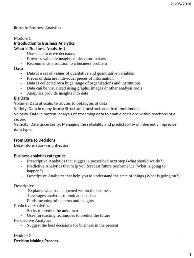 Intro To Business Analytics | PDF