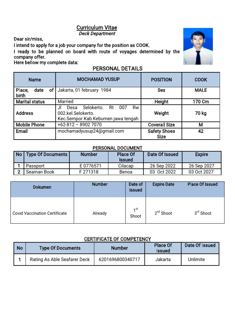 Curriculum Vitae M Yusup | PDF | Shipping | Water Transport
