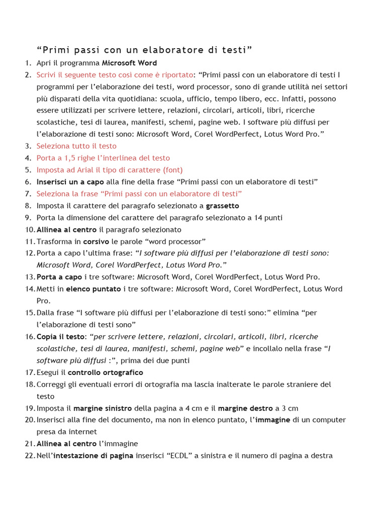 Primi Passi Con Un Elaboratore Di Testi | PDF