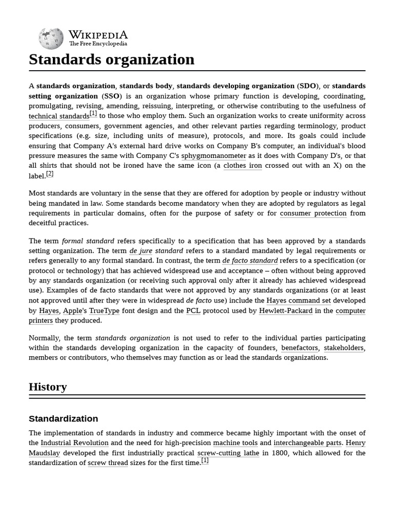 Standards Organization | PDF