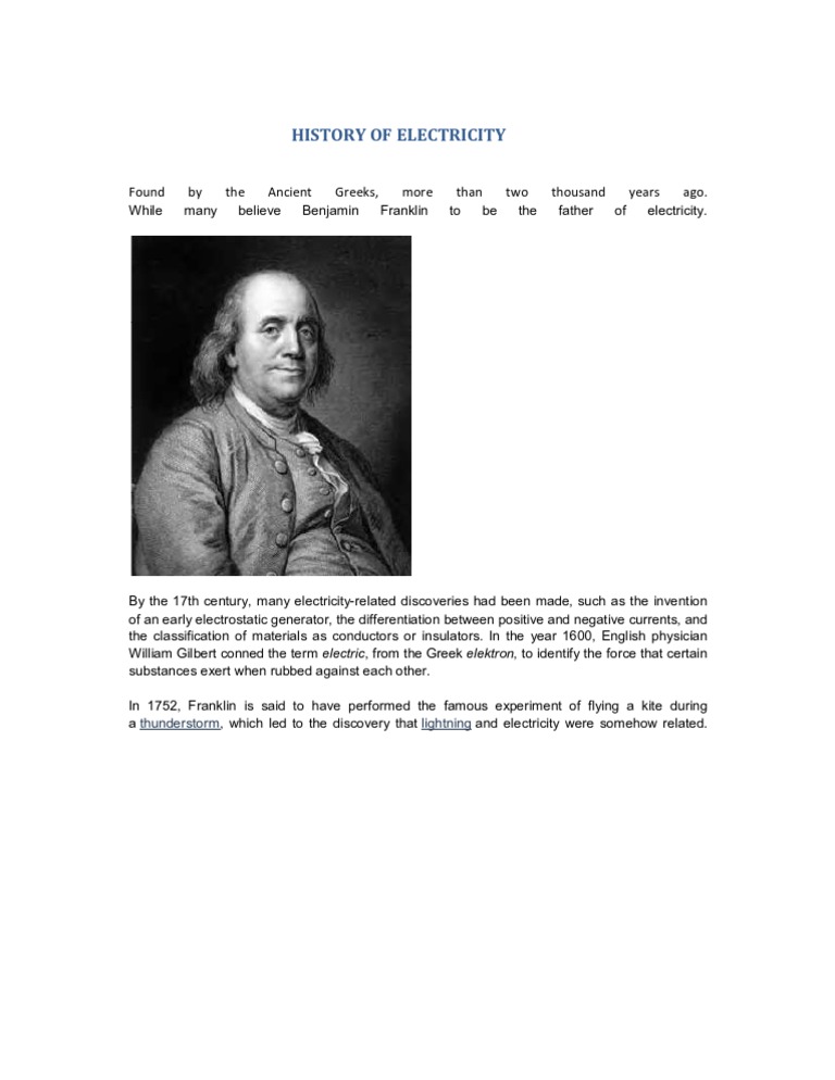 History of Electricity | PDF | History | Young Adult