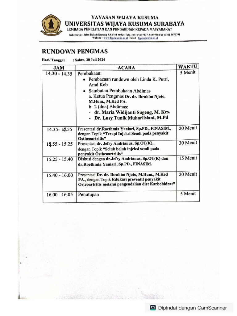 Rundown Pengmas | PDF