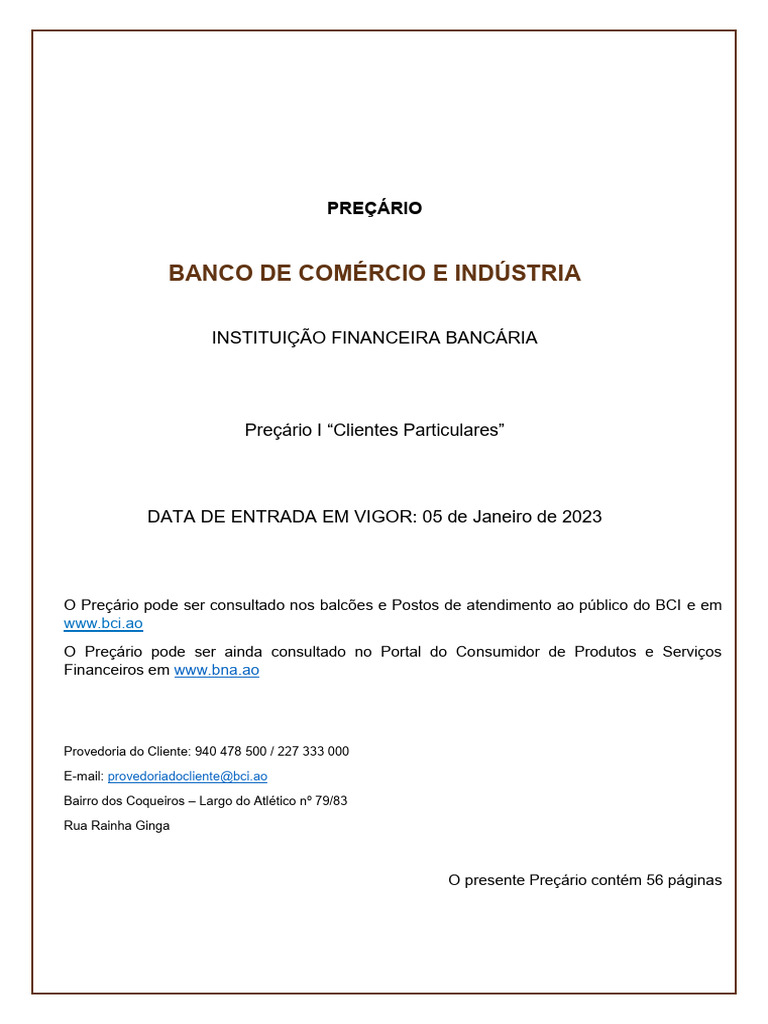 Bci - Pre - Cliente Particulares e Outros Clientes 20230105 | PDF