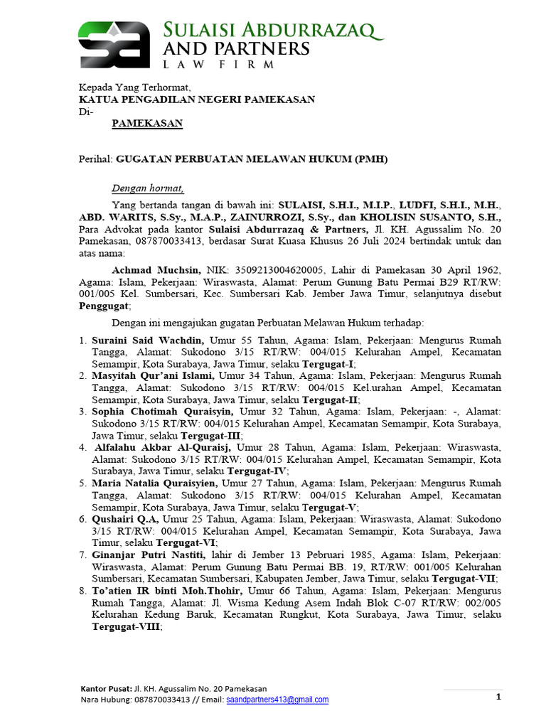 Gugatan ACHMAD MUCHSIN | PDF | Indonesia