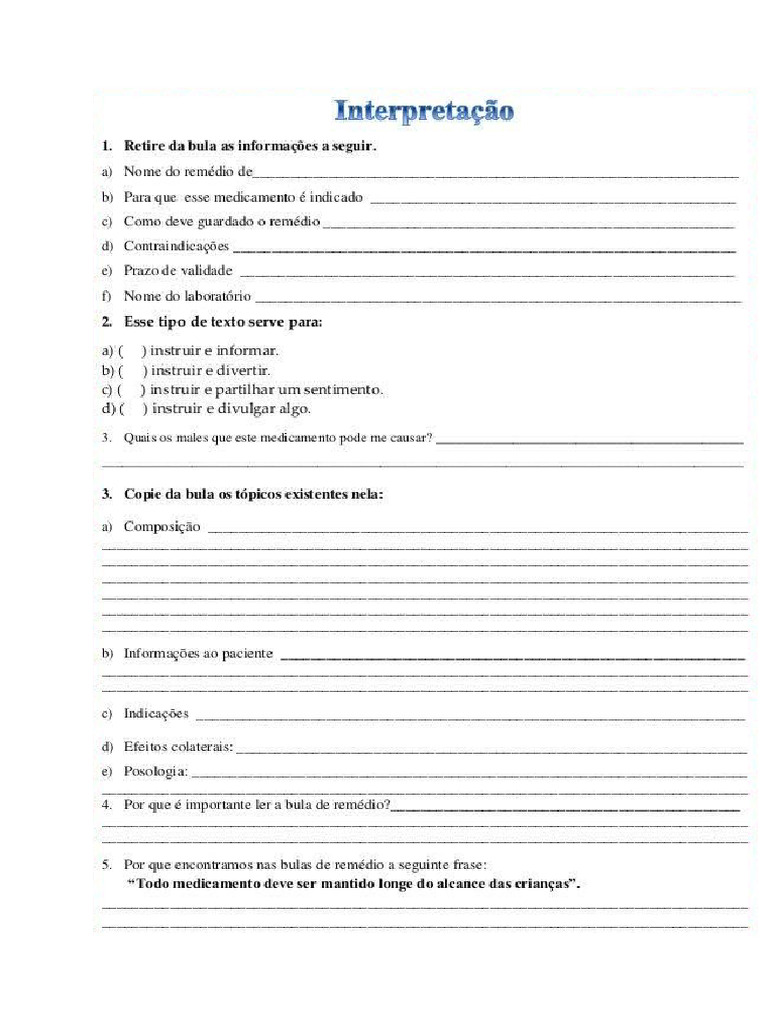 Atividade - Ficha Sobre Bula | PDF