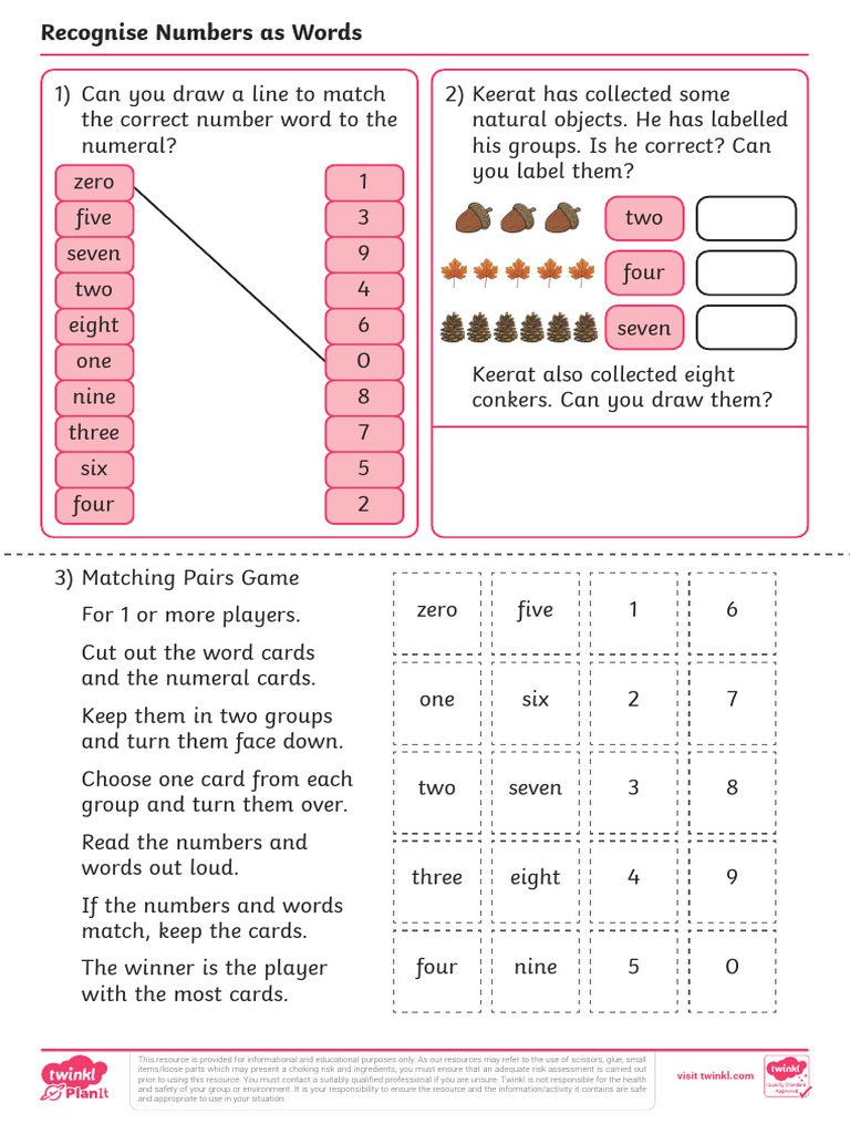 Home Learning Recognise Numbers As Words | PDF
