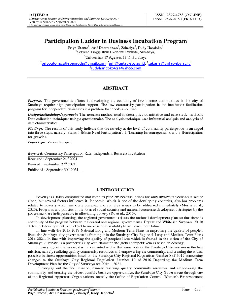 Participation Ladder in Business Incubat | PDF