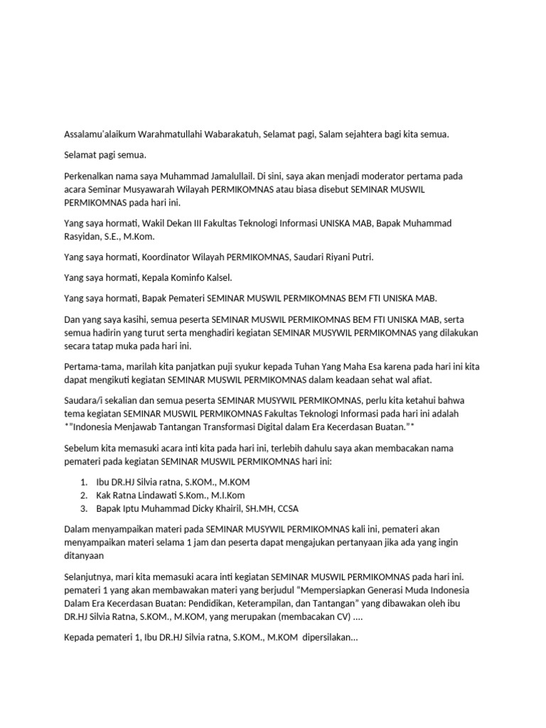 Teks Moderator 1 | PDF