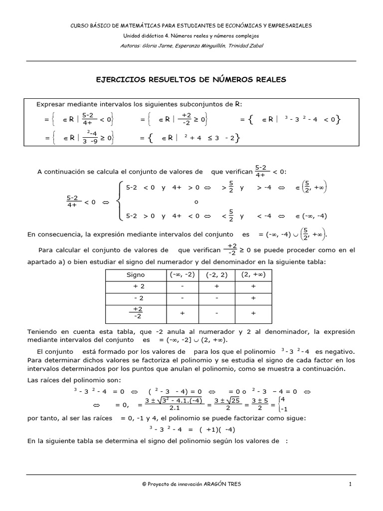 Ejercicios Resueltos de Números Reales | PDF