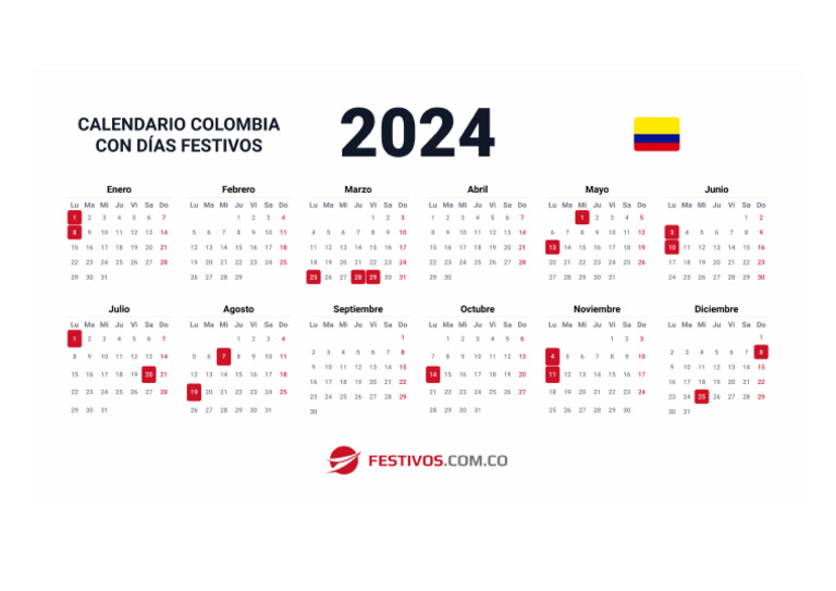 Calendario 2024 Con Festivos | PDF