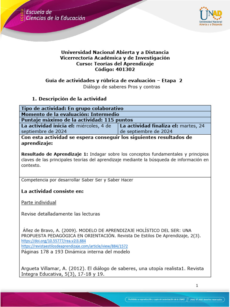 Guía de actividades y rúbrica de evaluación - Unidad 2-Etapa 2 -Dialogo ...