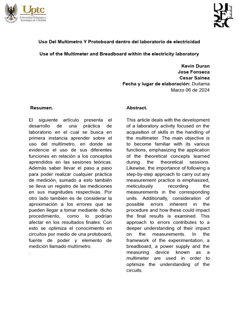 Informe De Practica De Laboratorio Pdf