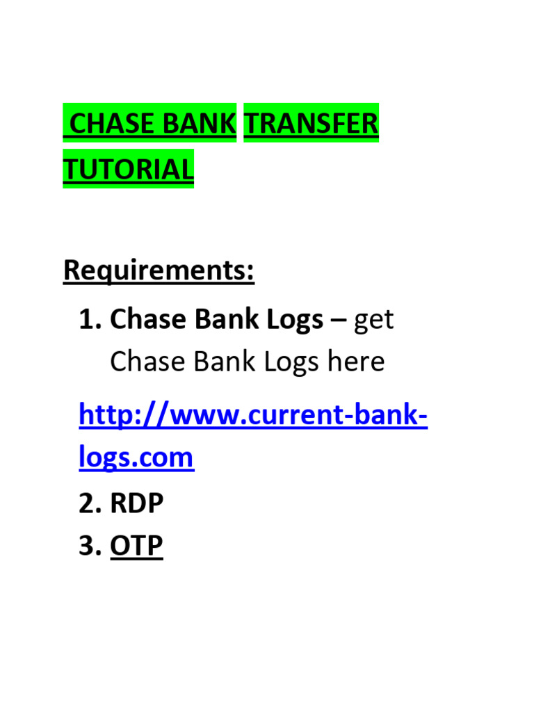 Chase Bank Cashout Method PDF by Jstash - Shop | PDF