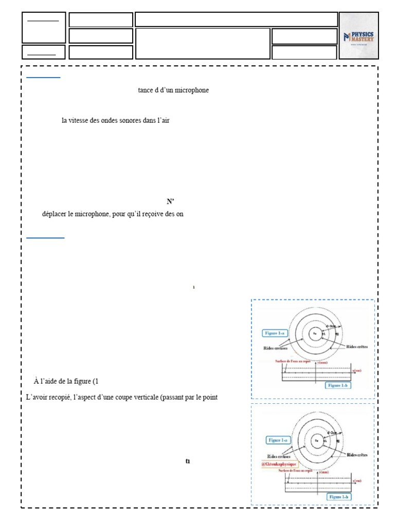 Série N1 - SM - Les Ondes Mécaniques Prog Périodiques - À Distance - Prof Othmane | PDF
