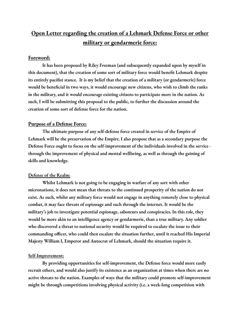 Defense Force Proposal | PDF