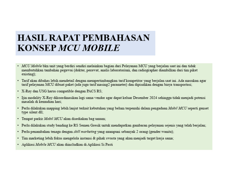 HASIL RAPAT PEMBAHASAN - Mobil MCU | PDF