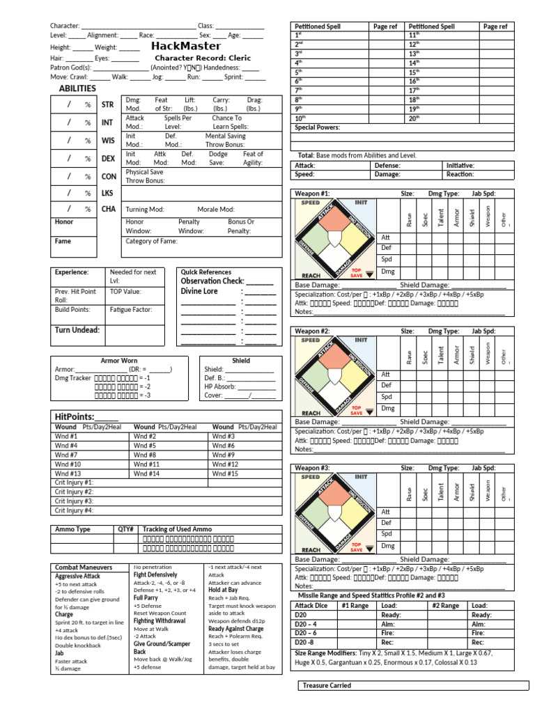 Character Folio Cleric v1 | PDF