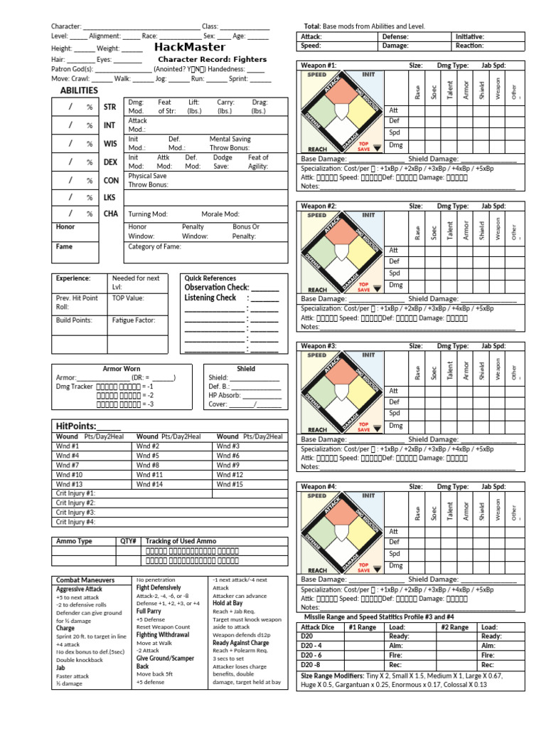 Character Folio Fighters v1 | PDF